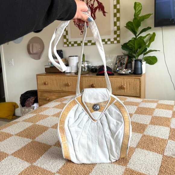 Viva | Bags | Viva Of California White Leather Snake Print Boho ...
